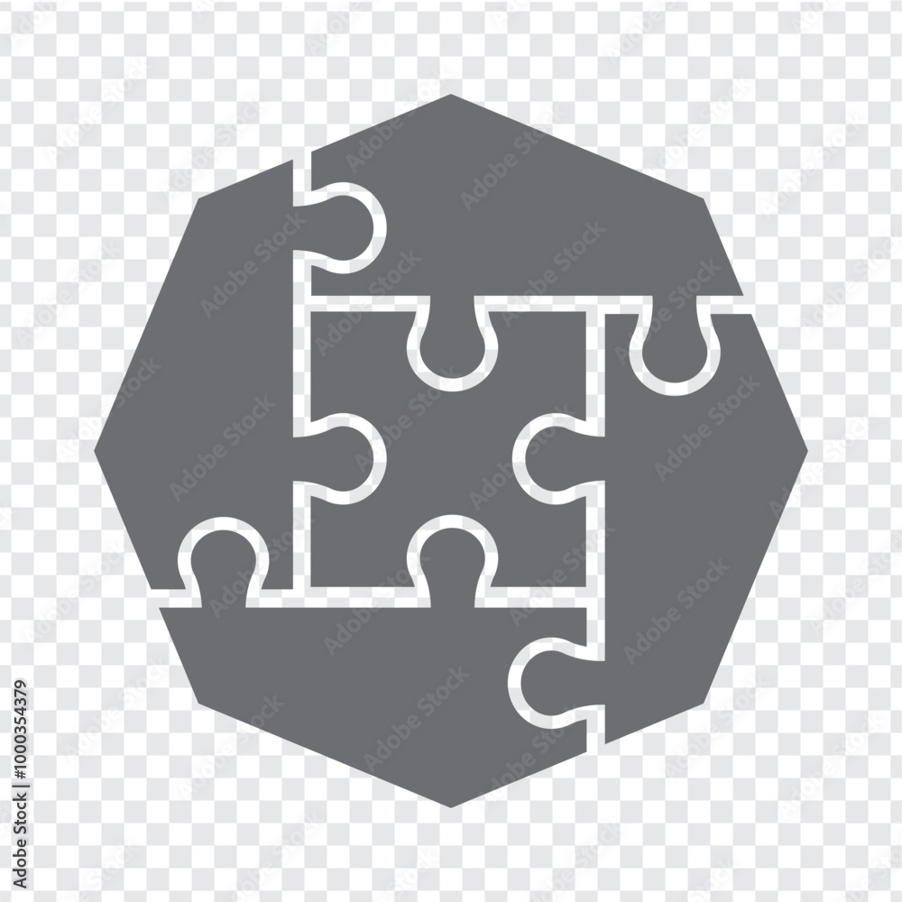Simple icon puzzle in gray. Simple icon octagon puzzle of the four ...
