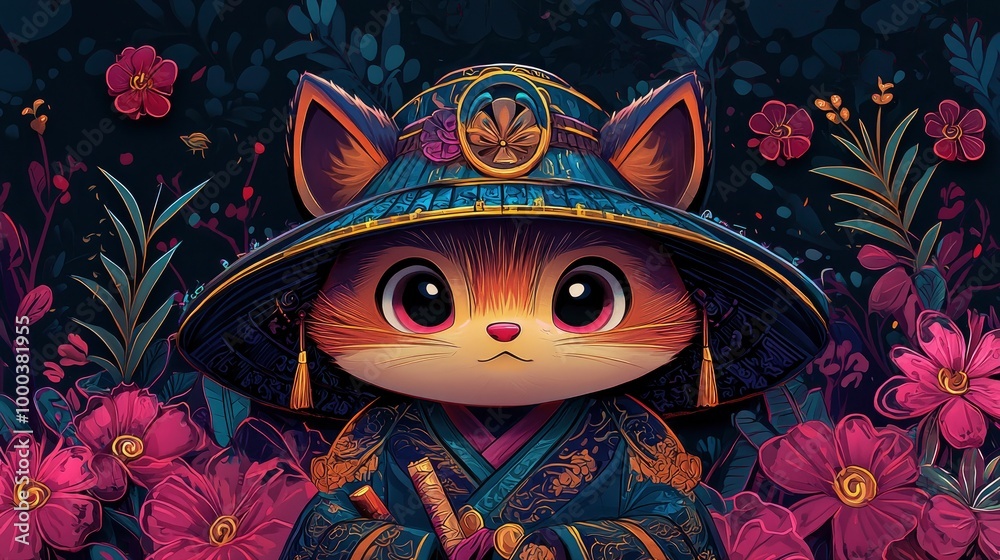 Fox Warrior in Traditional Attire with Weaponry Stock Illustration ...