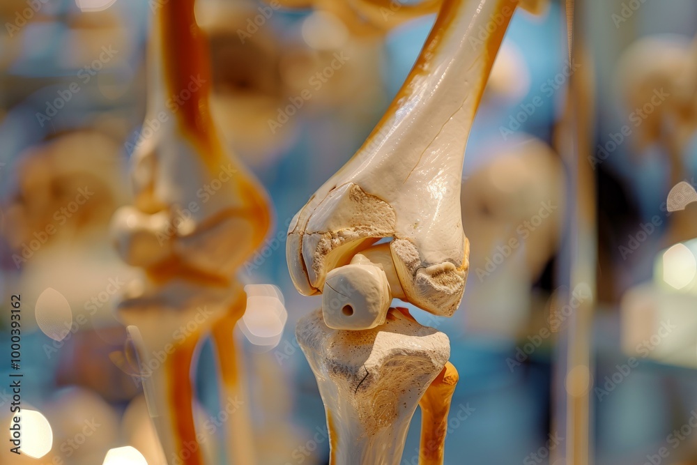 Model of a human knee joint showing the articulation of the femur ...