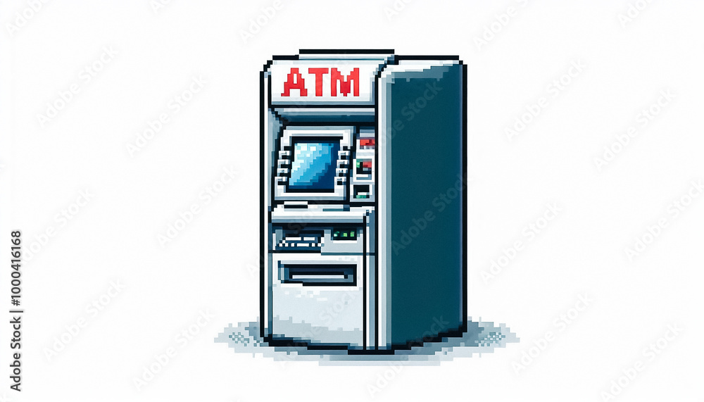 8bit pixel art style illustration of an ATM Stock Illustration | Adobe ...