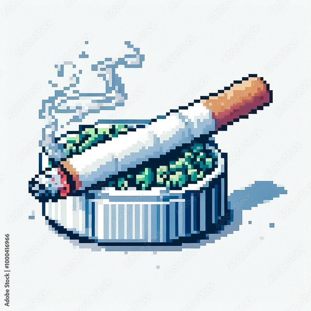 8bit pixel art style illustration of smoking cigarette Stock ...