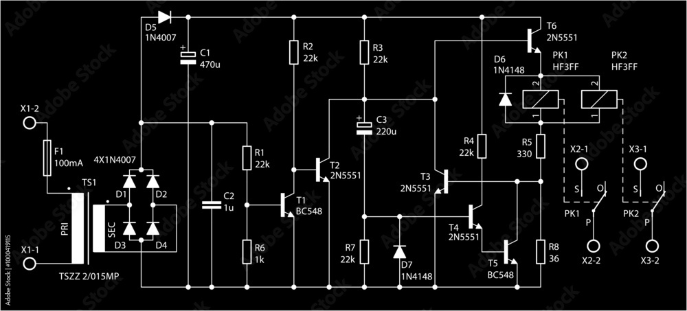 Schematic diagram of electronic device on sheet of paper. Vector ...