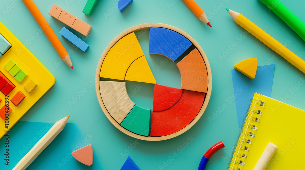 math fractions on the bright backgrounds. interesting math for kids ...