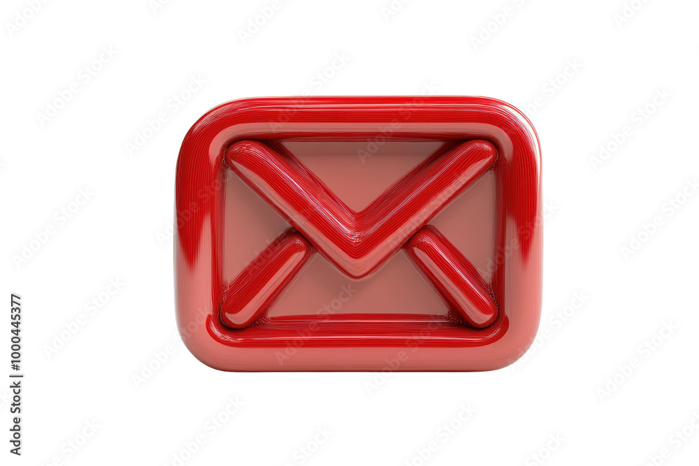 Red email icon, white isolate background transparent background Stock ...