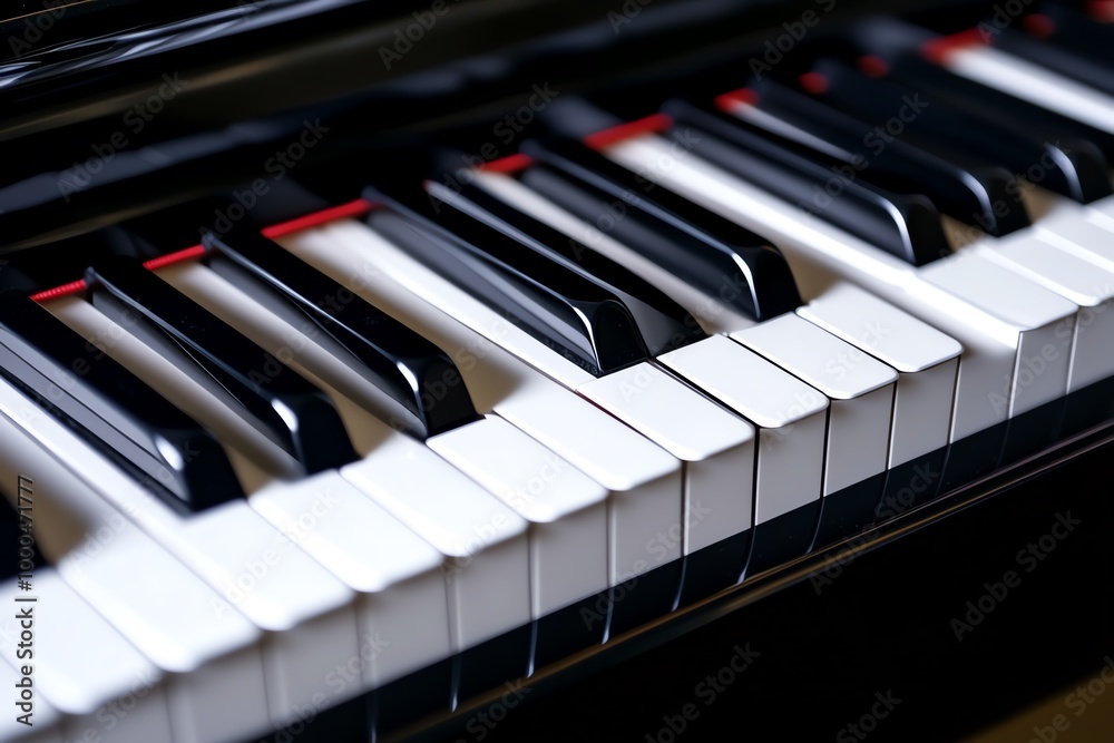 Minimal piano key design, with simple black and white lines ...