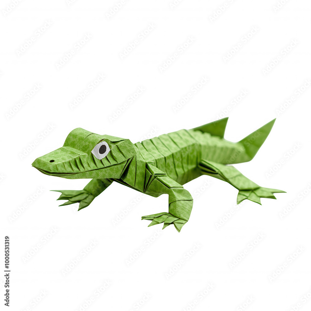 Green Alligator Papercraft Figure - Stylized 3D Model of an Elongated ...