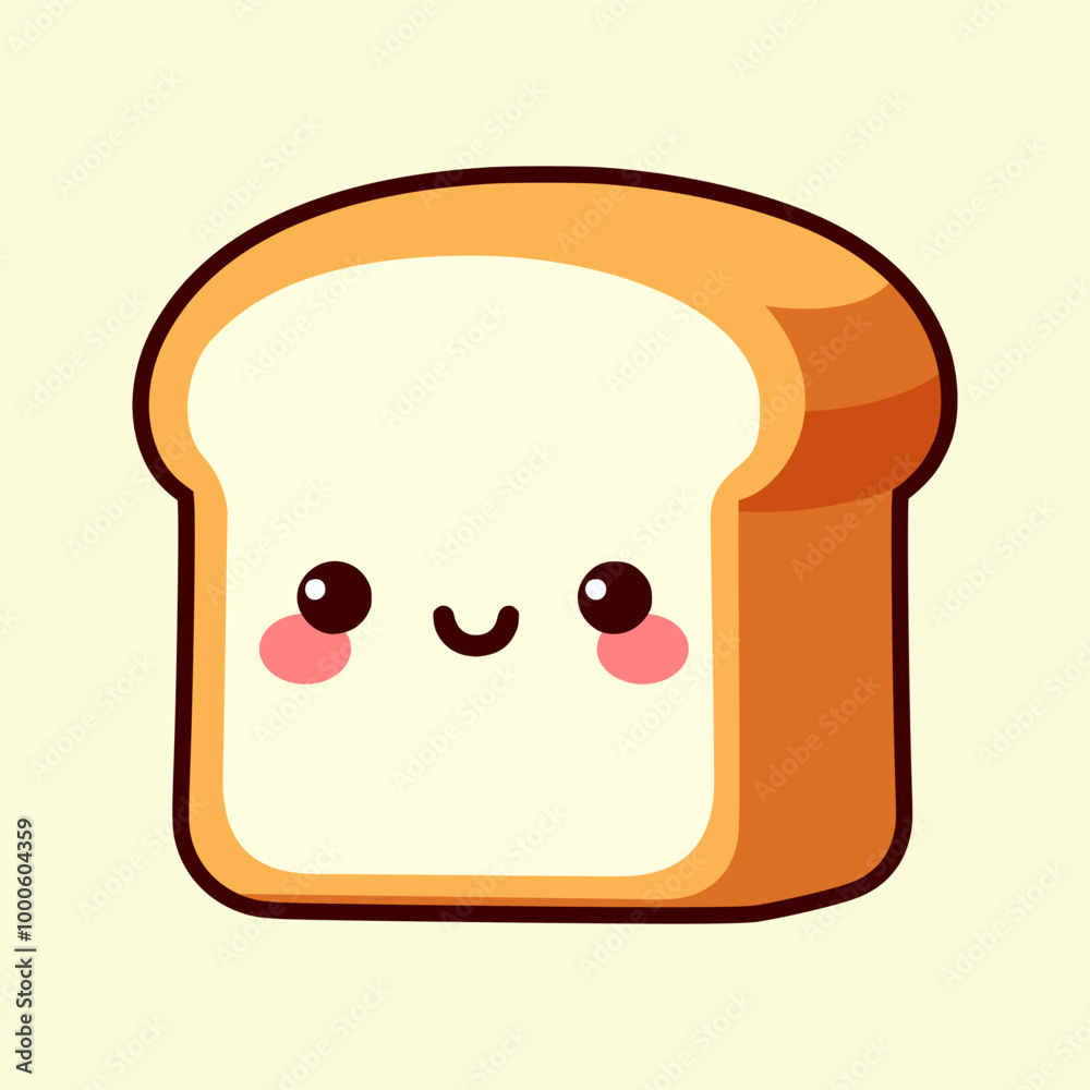 cartoon cute bread character chibi kawaii vector illustration template ...