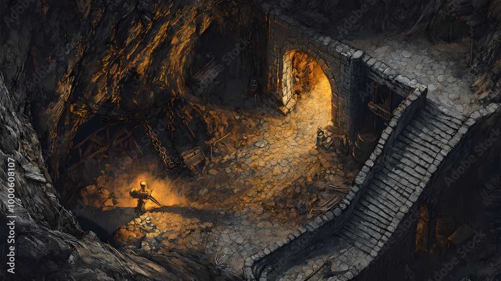 Dnd battlemap dwarven, mine, battlemap, entrance, underground, map ...