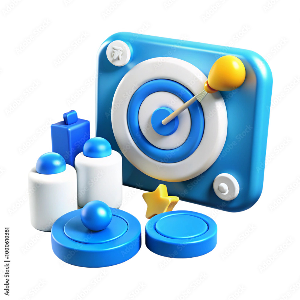 Goal setting 3d cartoon style illustration Stock Illustration | Adobe Stock