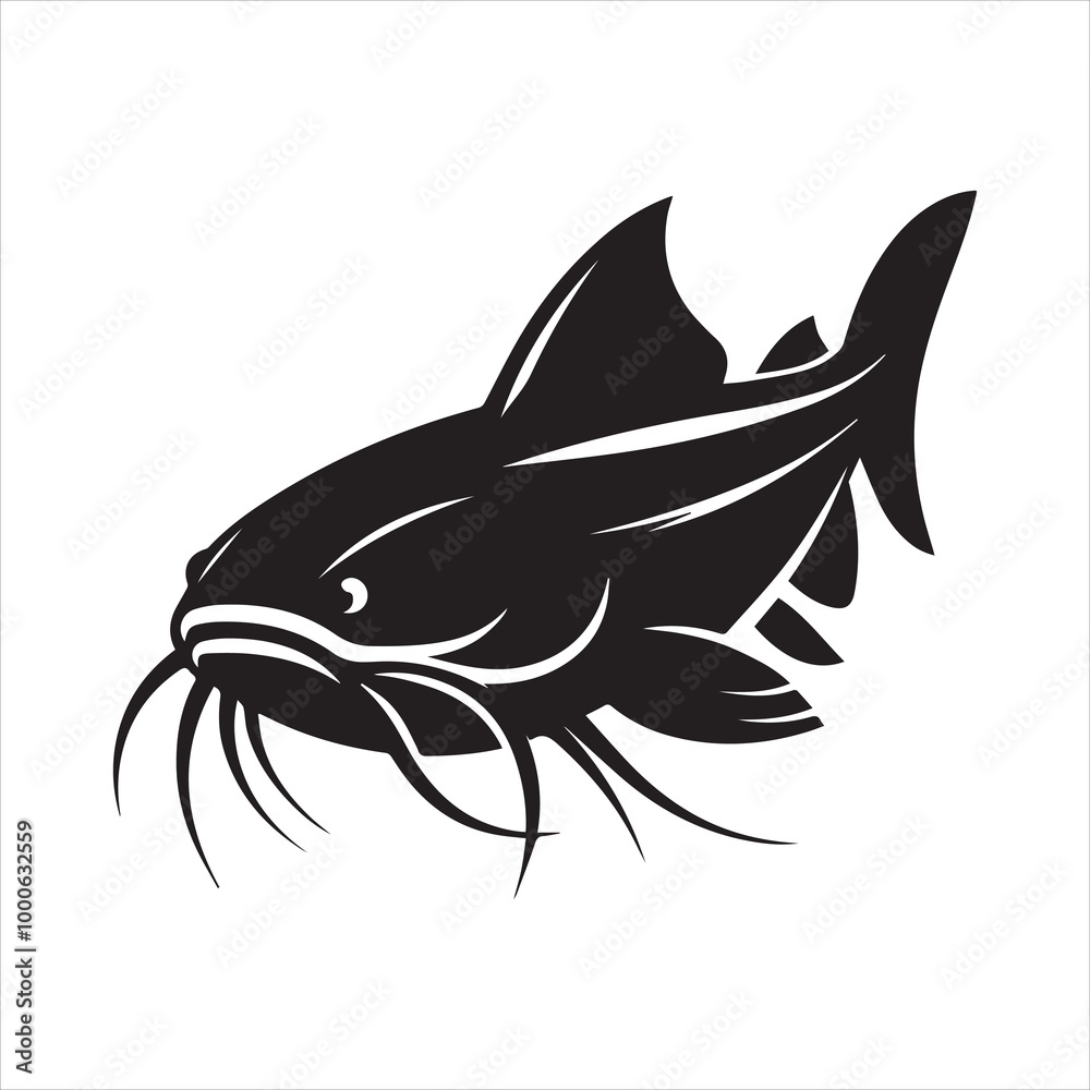 Catfish Fish Vector illustration in black and white - Fish Clipart ...