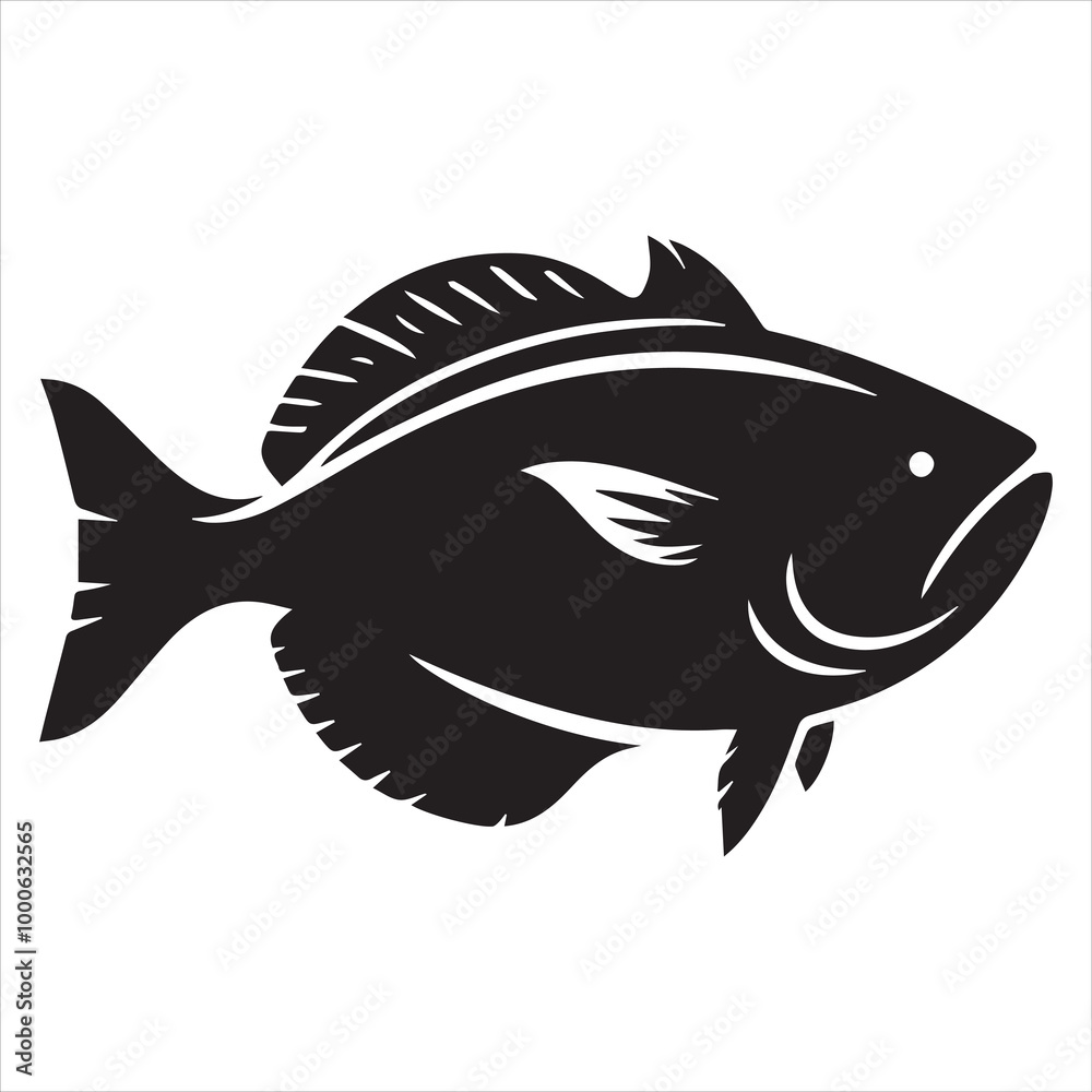 Catla Fish Vector illustration in black and white - Fish Clipart Design ...