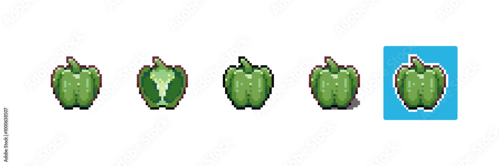 Pixel art Bell Pepper. 8bit Game Style Pixelated Sweet Pepper Vegetable ...