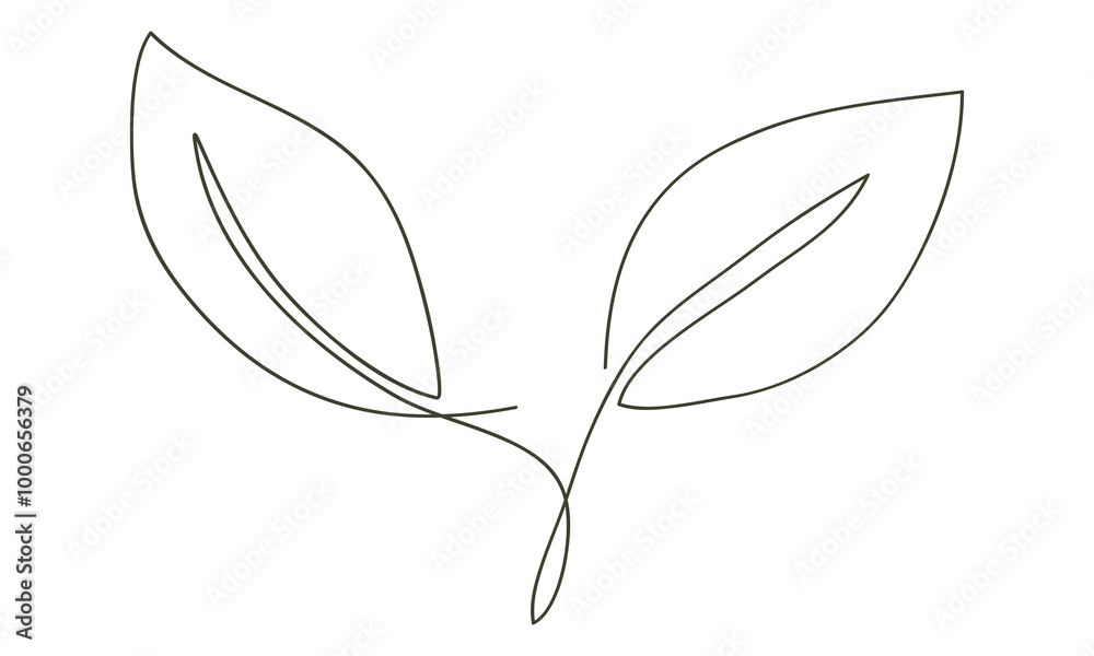 Leaves hand drawn line art one continuous.Vector illustration Stock ...