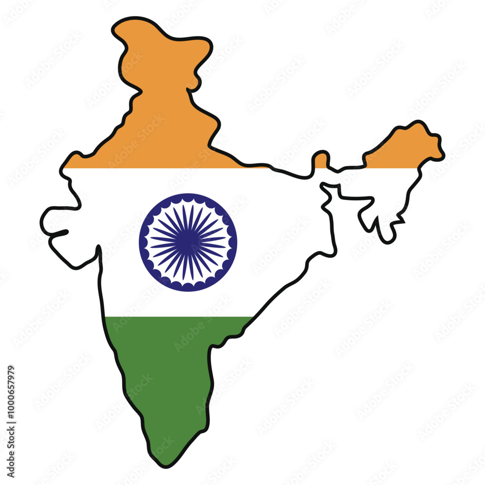 India Map with india flags Illustration - Vector illustration Stock ...