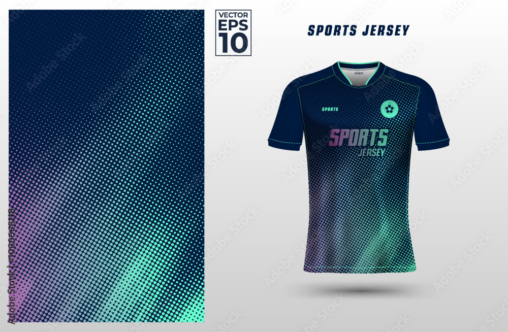 Navy t-shirt sport design template with gradient halftone pattern for ...