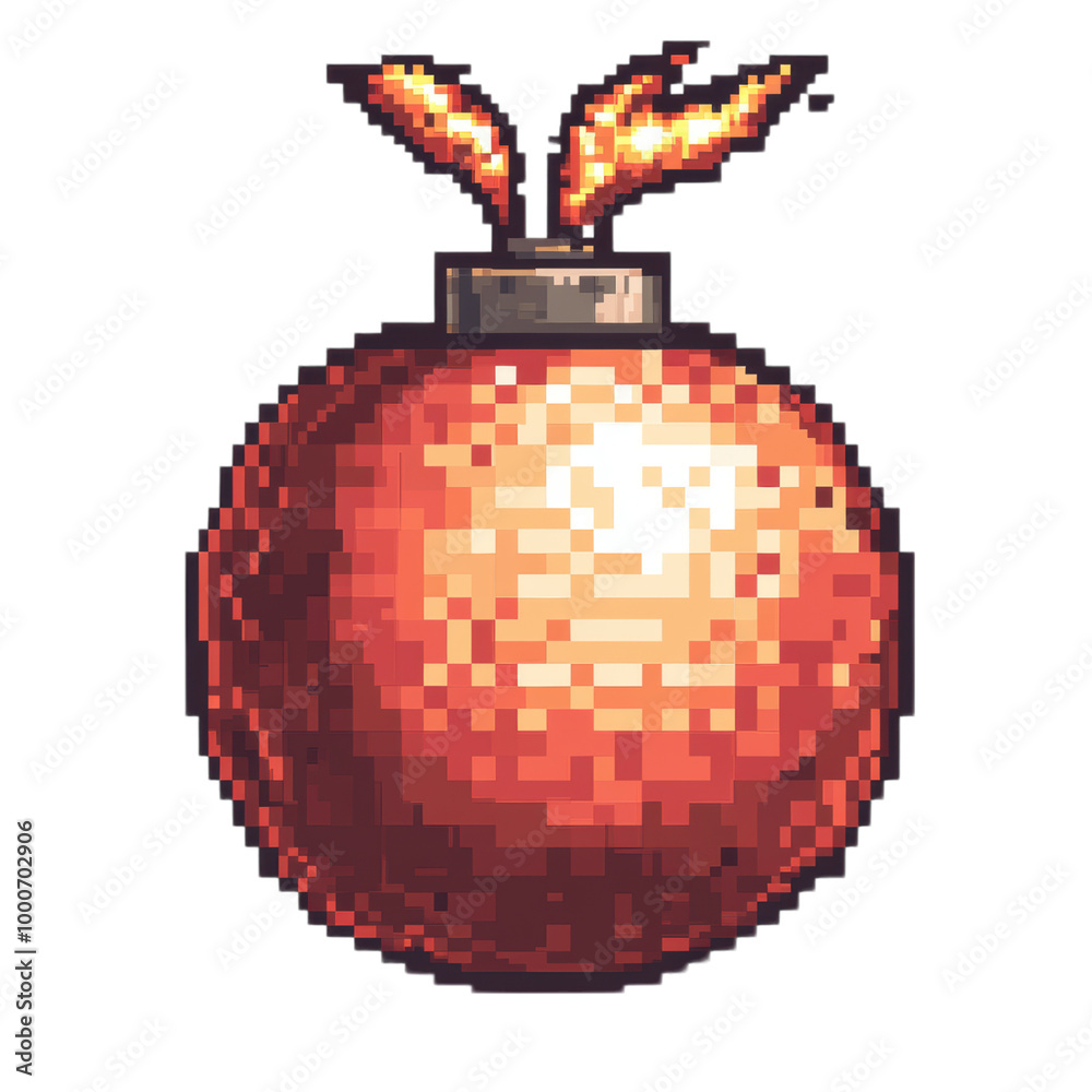 Pixelated Bomb: A blocky, pixel art-style bomb resembling 8-bit ...