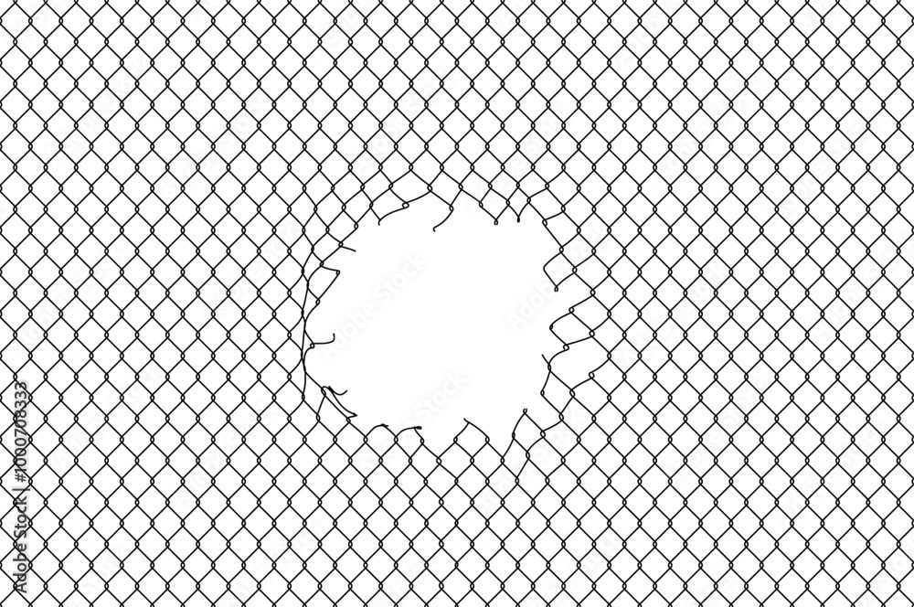 Broken wire mesh fence background Stock Vector | Adobe Stock