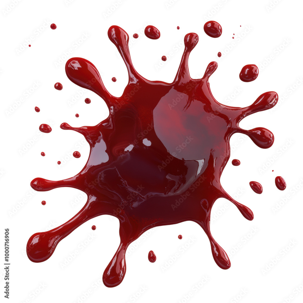 Blood Splatter: A highly detailed, realistic image of a single blood ...