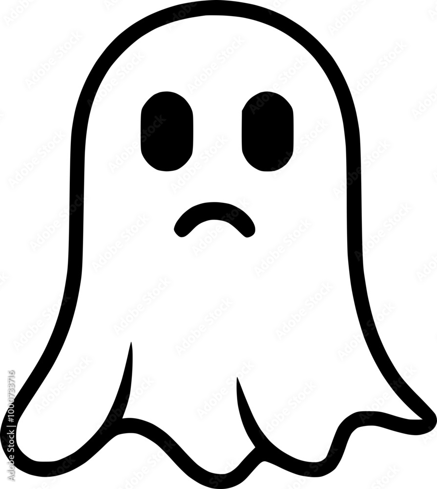 Halloween, minimalist ghost icon outline, floating in a scary shape ...