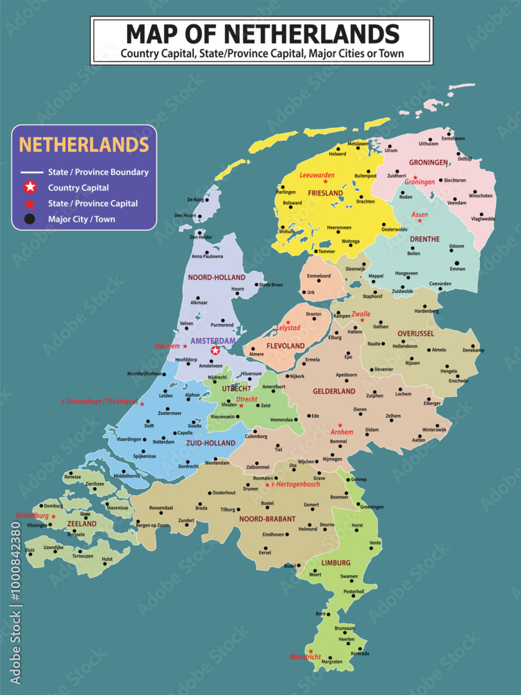European Country Geography Political map. Political map of country with ...