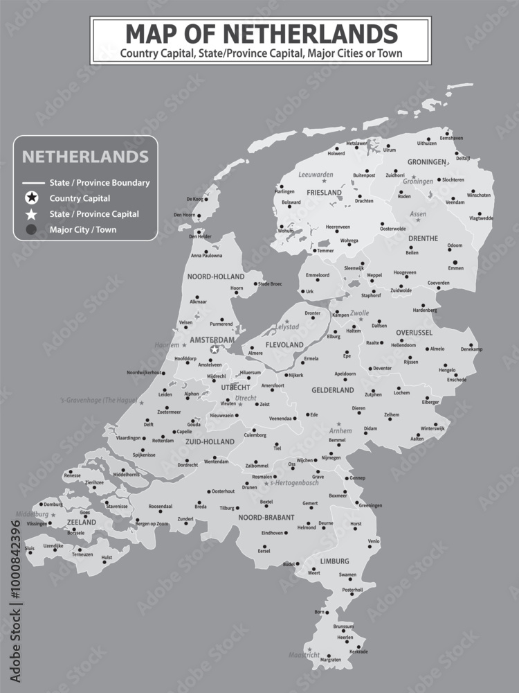 European Country Geography Political map. Political map of country with ...