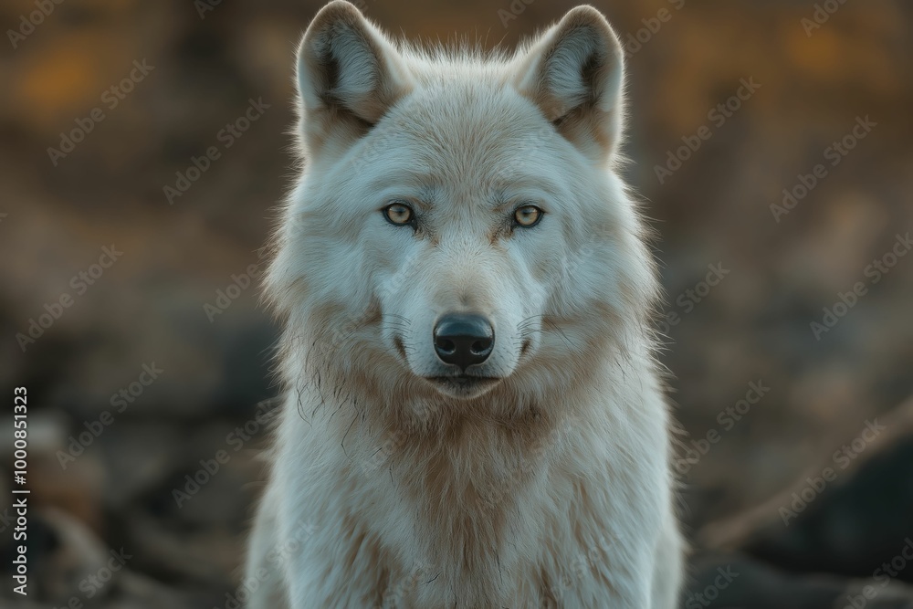 ภาพถ่าย Stock White wolf portrait. Endangered species and wildlife ...