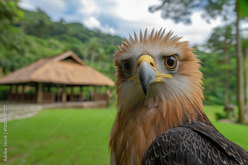 Majestic eagle portrait in wildlife sanctuary. Conservation efforts and ...