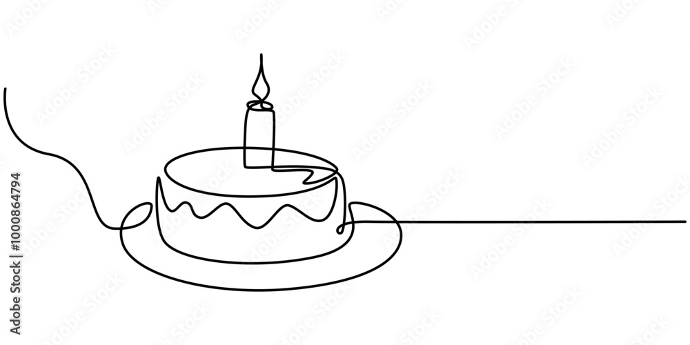 Continuous Line Drawing of Happy Birthday Icon. Hand Drawn Symbol ...
