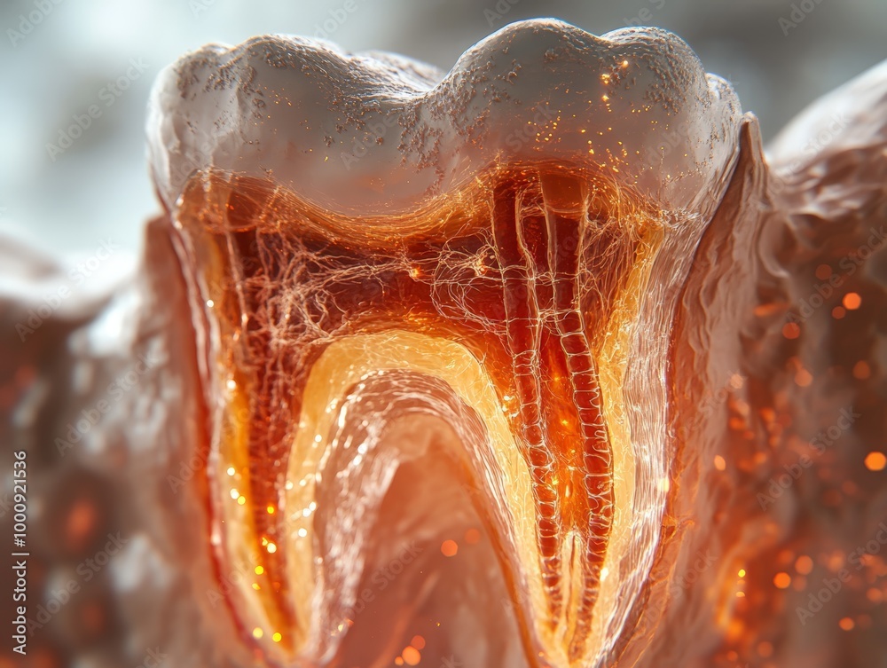 A Detailed 3D Illustration Depicting the Internal Anatomy of a Tooth ...