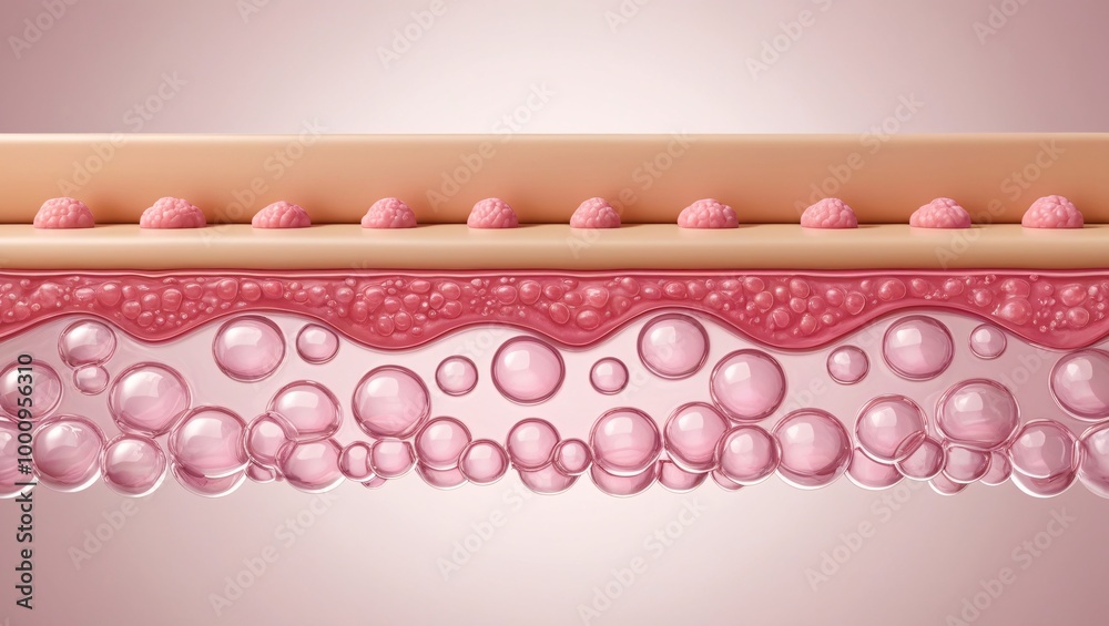 Digital Cross-Section of Human Skin Inflamed Upper Layer with Raised ...