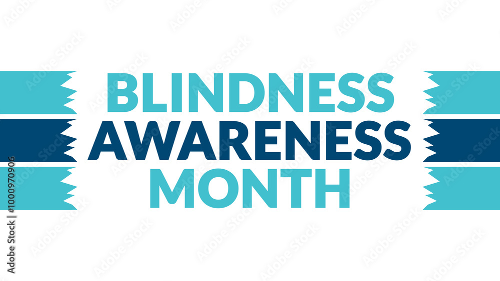Blindness Awareness Month text with side lines on a White background ...