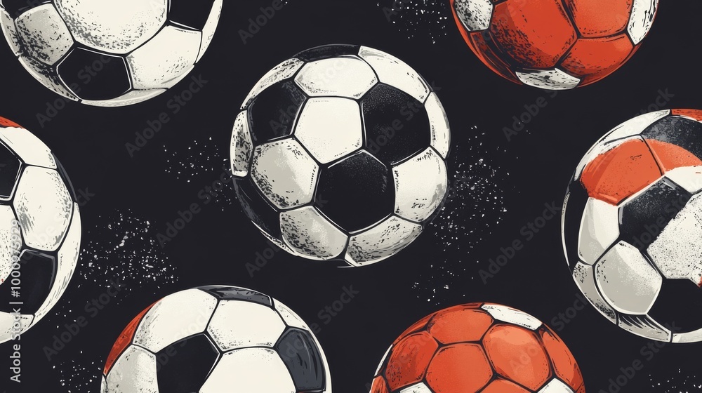 Pattern of Soccer Balls Stock Illustration | Adobe Stock