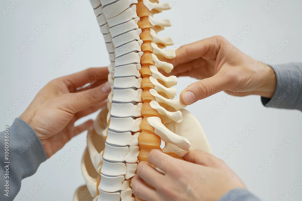 A 3D anatomy illustration of a scoliosis spine curve, highlighting the ...
