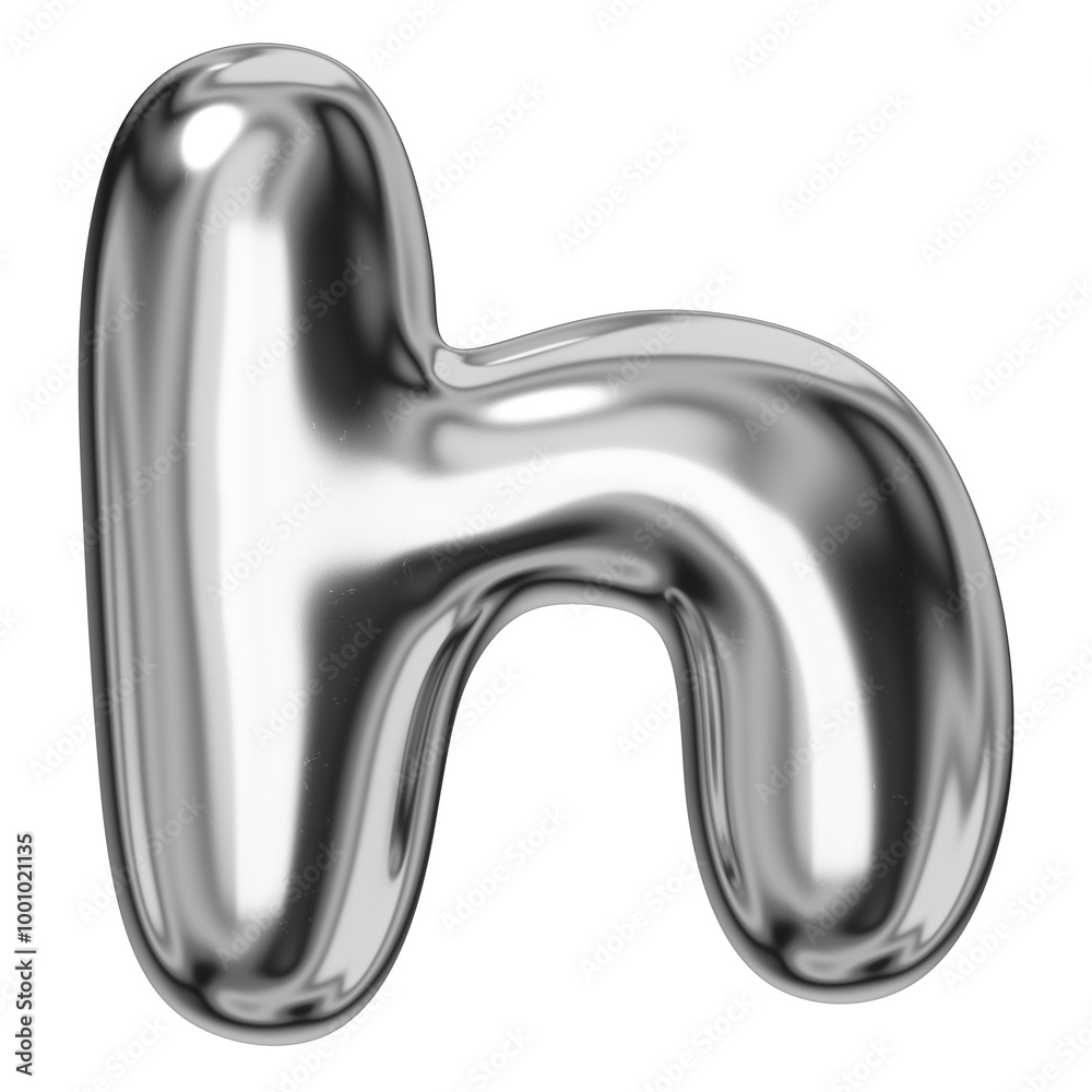 h alphabet png sticker, 3D chrome metallic balloon design, transparent background Stock ...