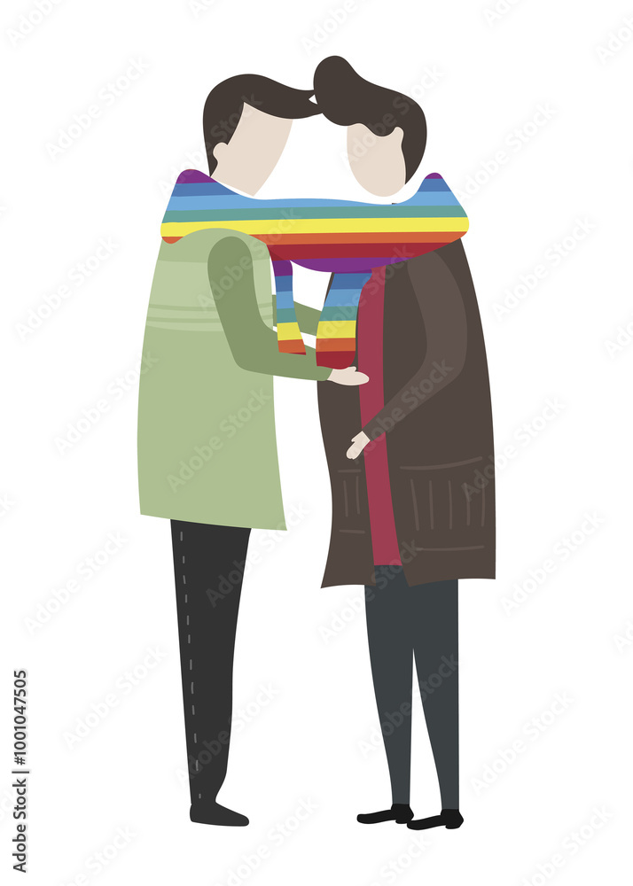 Gay couple png clipart, aesthetic LGBTQ cartoon illustration Stock ...