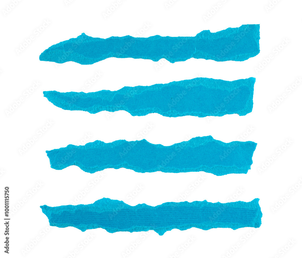 Blue Torn paper strips, ripped Blue paper sheets, realistic paper ...