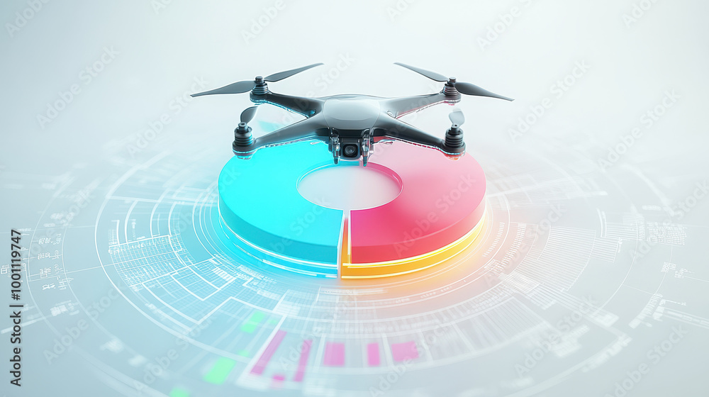 drone and rendered pie chart, graph overlay, visualizing project ...