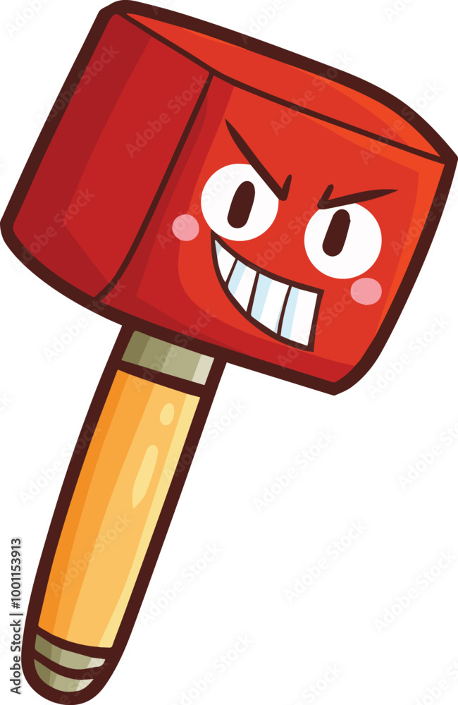 Funny and kawaii red hammer cartoon character smiling Stock Vector ...
