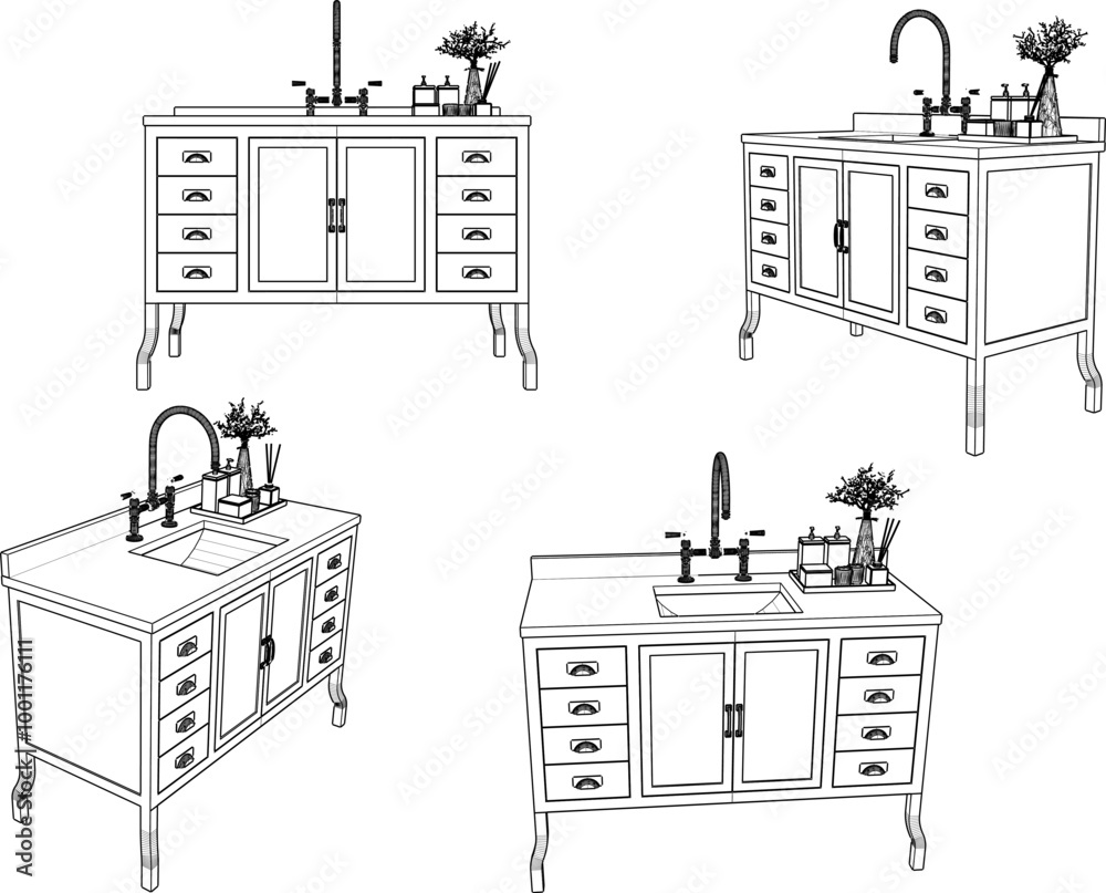 Vector sketch illustration silhouette design of modern antique classic ...