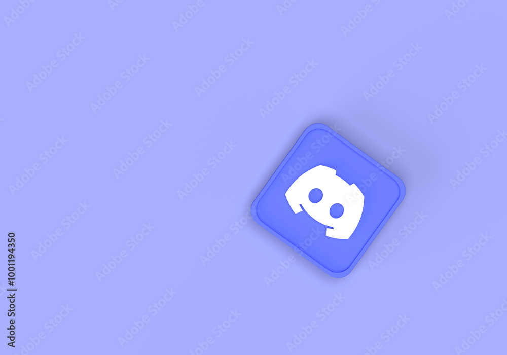 Discord messenger icon and cube, box. 3d render on the topic of social ...