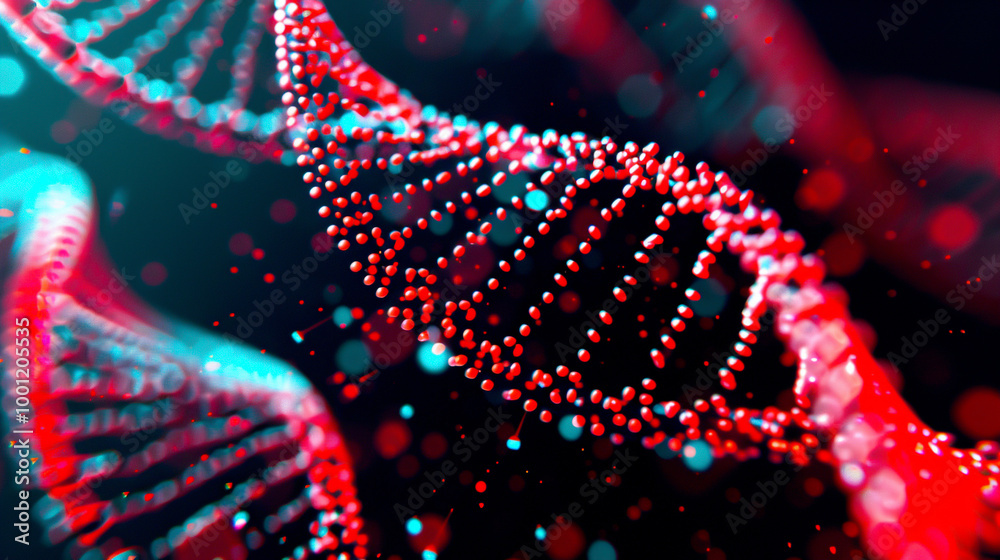 DNA helix, digital representation, top view, illustrating biotech ...