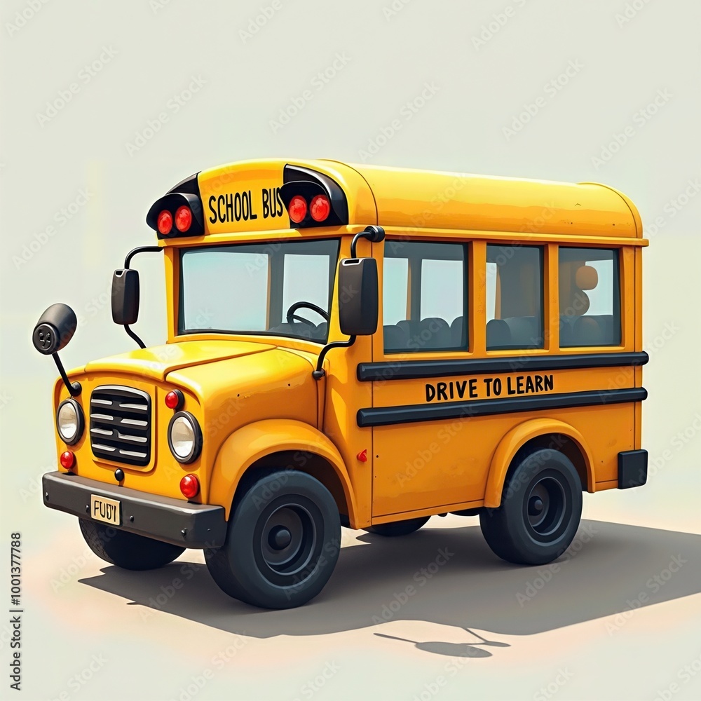 Cartoon School Bus Illustration Stock Illustration | Adobe Stock