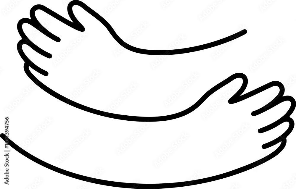 Hugging arms simple outline logo design. Black and white hand drawn ...
