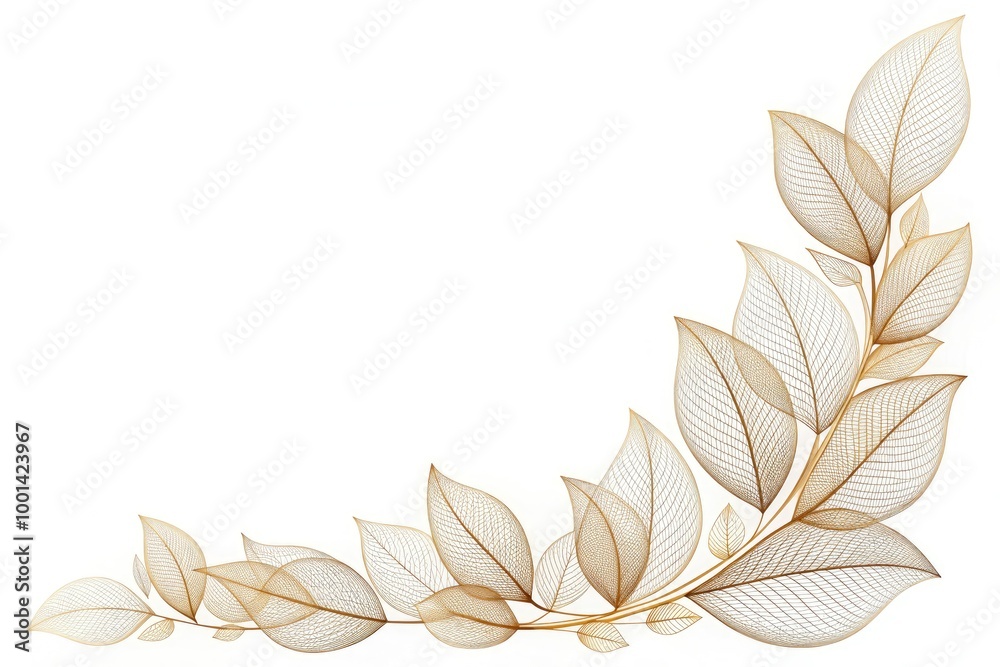 Delicate, transparent corner border featuring intricate, curved leaf ...