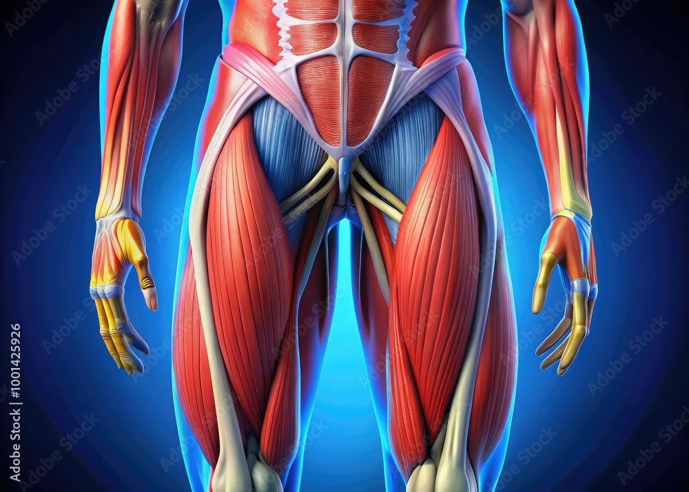 Detailed anatomical illustration of the lateral thigh muscles ...