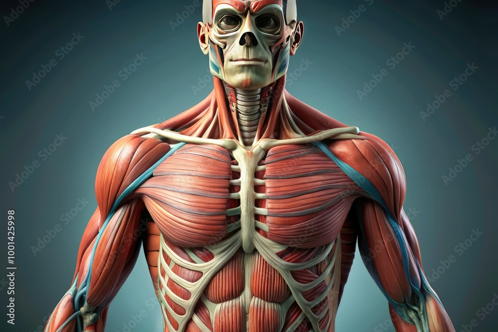 Detailed anatomical illustration of the human torso, highlighting ...