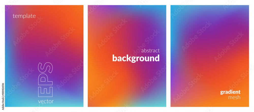 Collection. Abstract liquid background. Vibrant color blend. Blurred ...