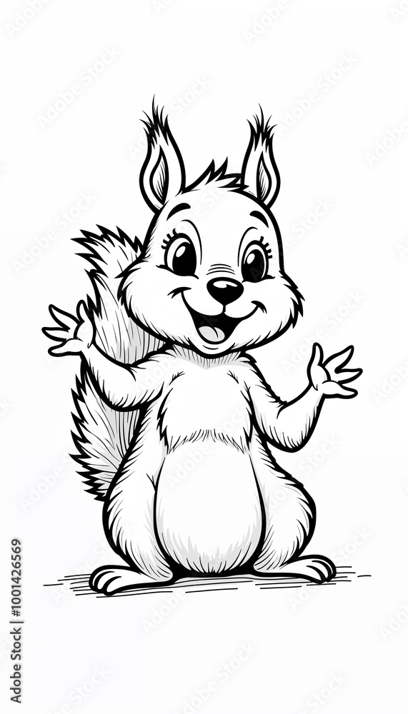 a cartoon of a squirrel with a hand gesture Coloring Page for Kids ...