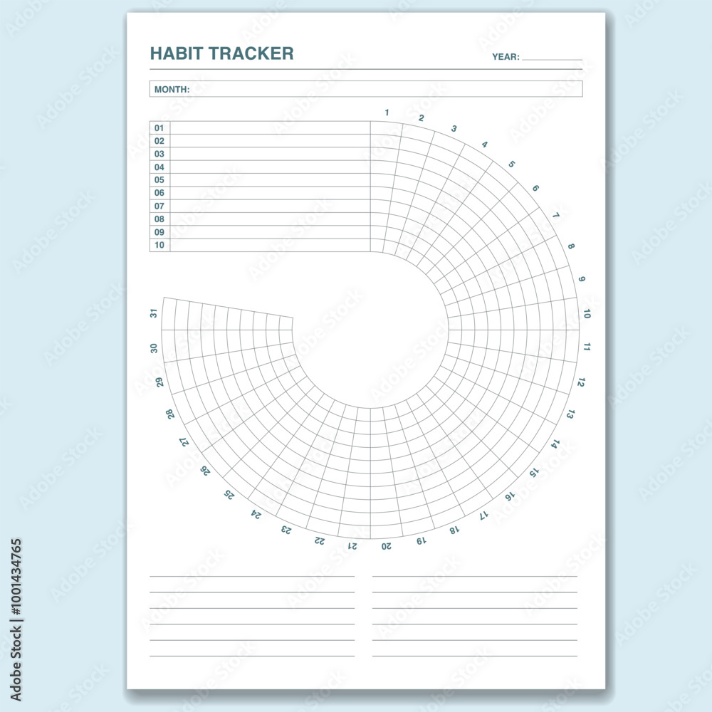 Habit tracker golden ratio printable template Stock Vector | Adobe Stock
