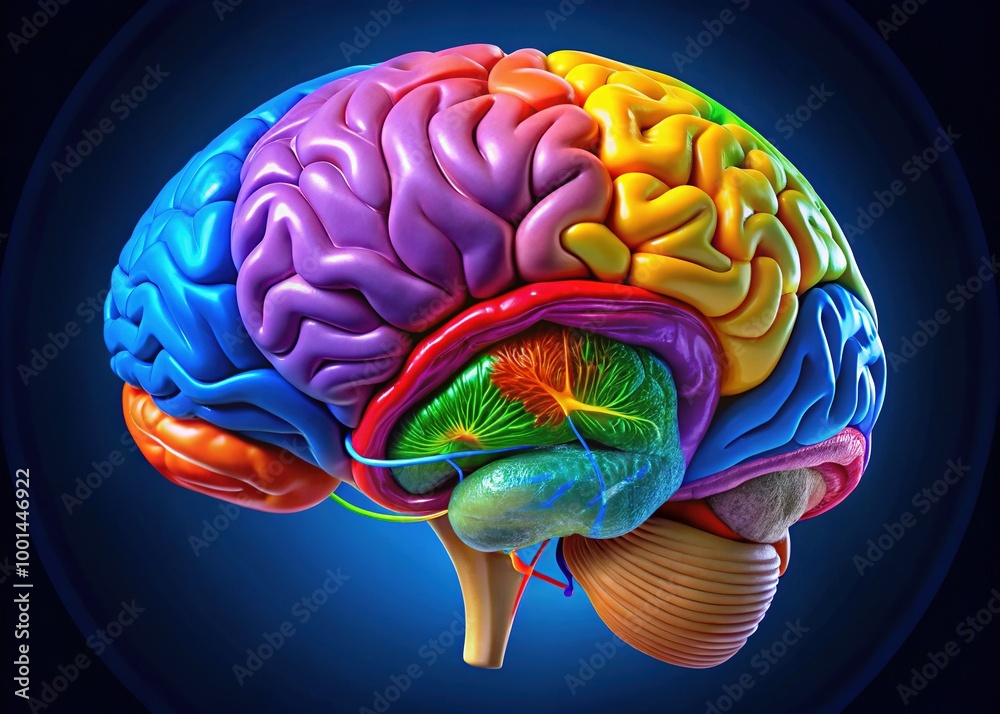 Labeled Diagram of the Human Brain Illustrating Major Parts and ...